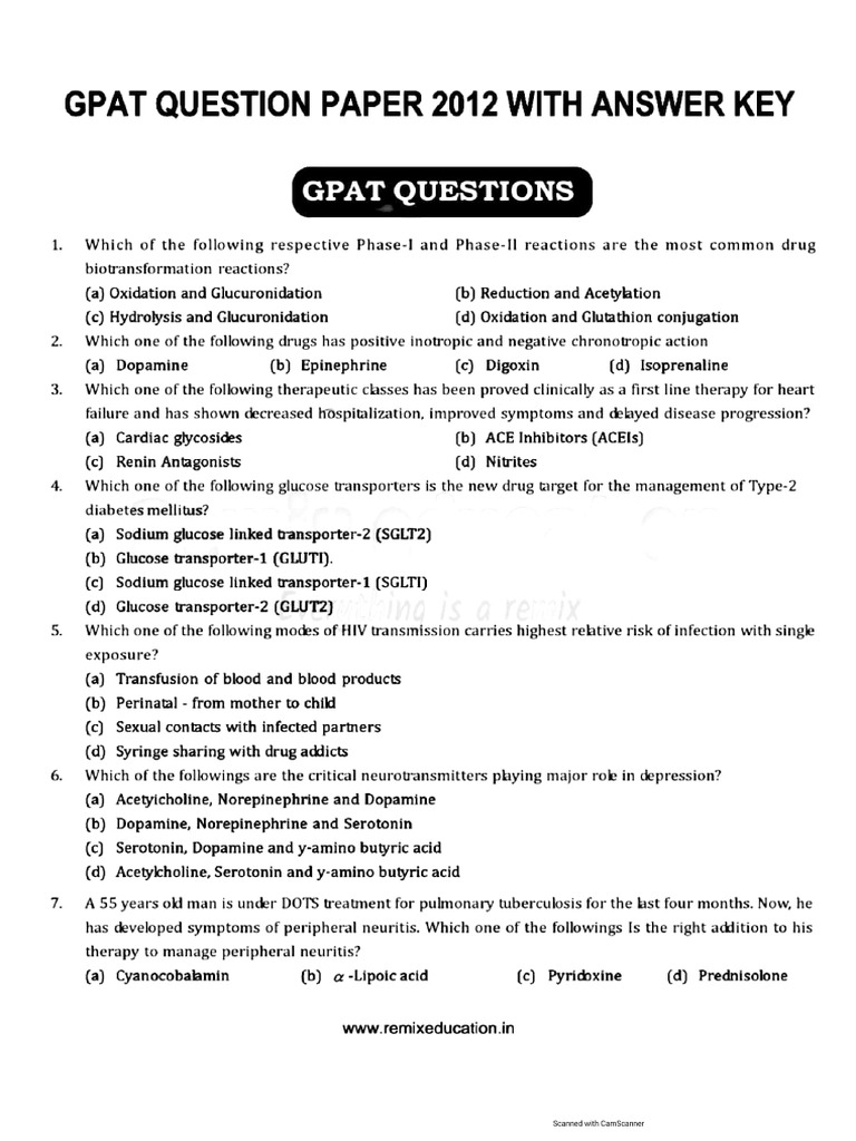 Gpat Question Paper 2012 | PDF