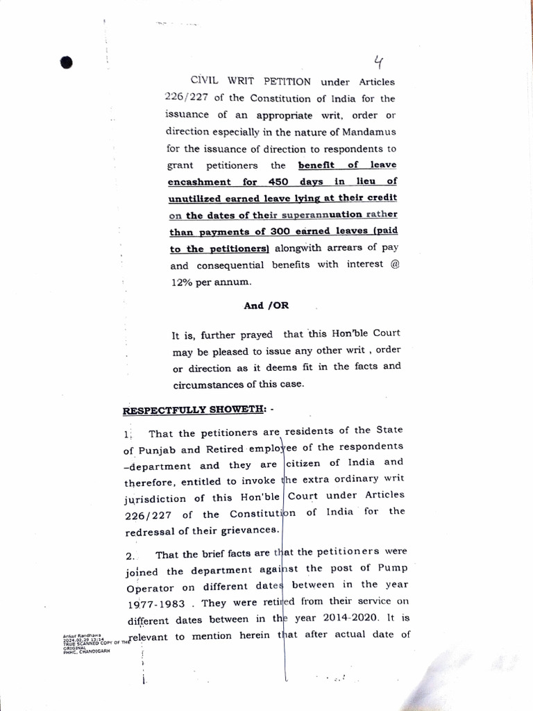 Order-Leave Encashment - 240404 - 191734 | PDF | Writ | Mandamus