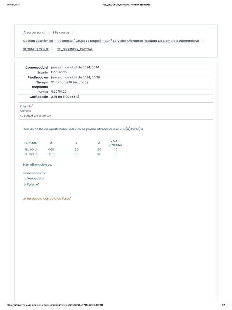 GE - SEGUNDO - PARCIAL - Revisión Del Intento | PDF | Finanzas y dinero