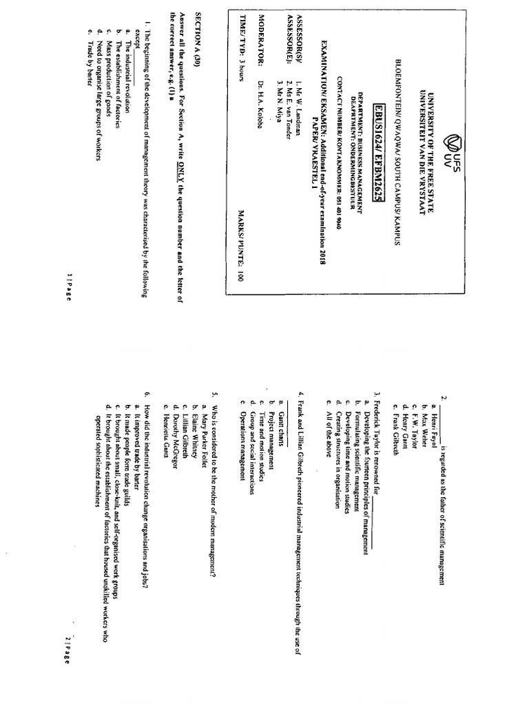 EBUS 1624 Exam Paper 2 2018 | PDF