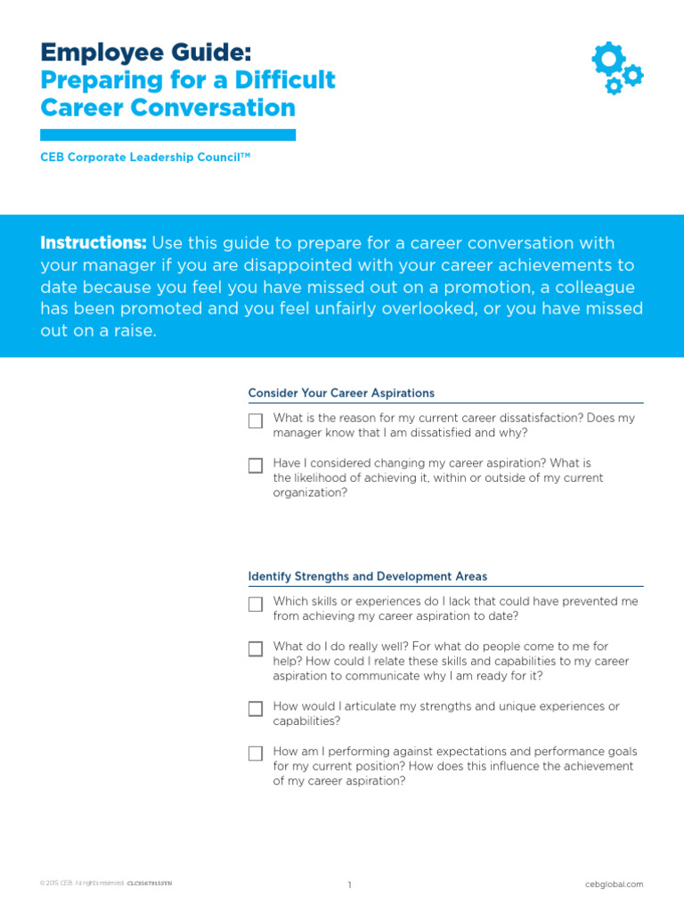 03 Preparing For A Difficult Career Conversation - Employee | PDF ...