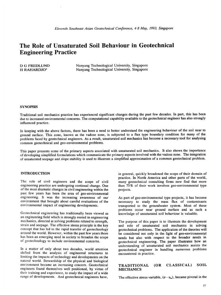 Unsat Soil Behaviour in Geo Eng | PDF