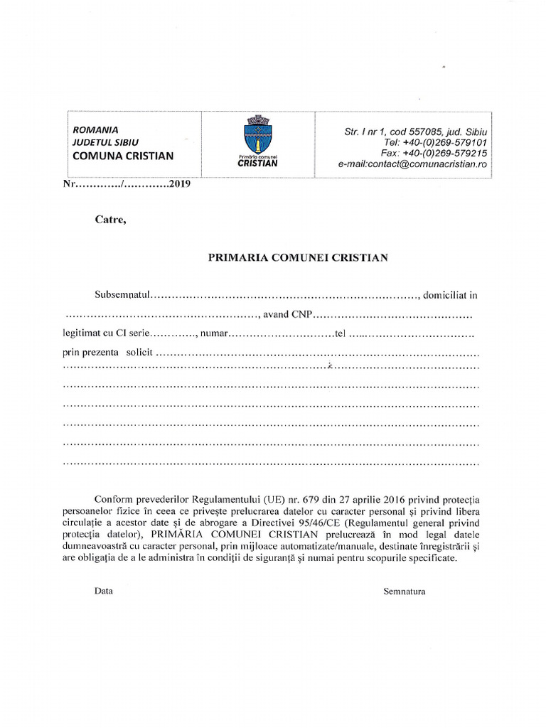 Model de Cerere PT Diverse Solicitari | PDF