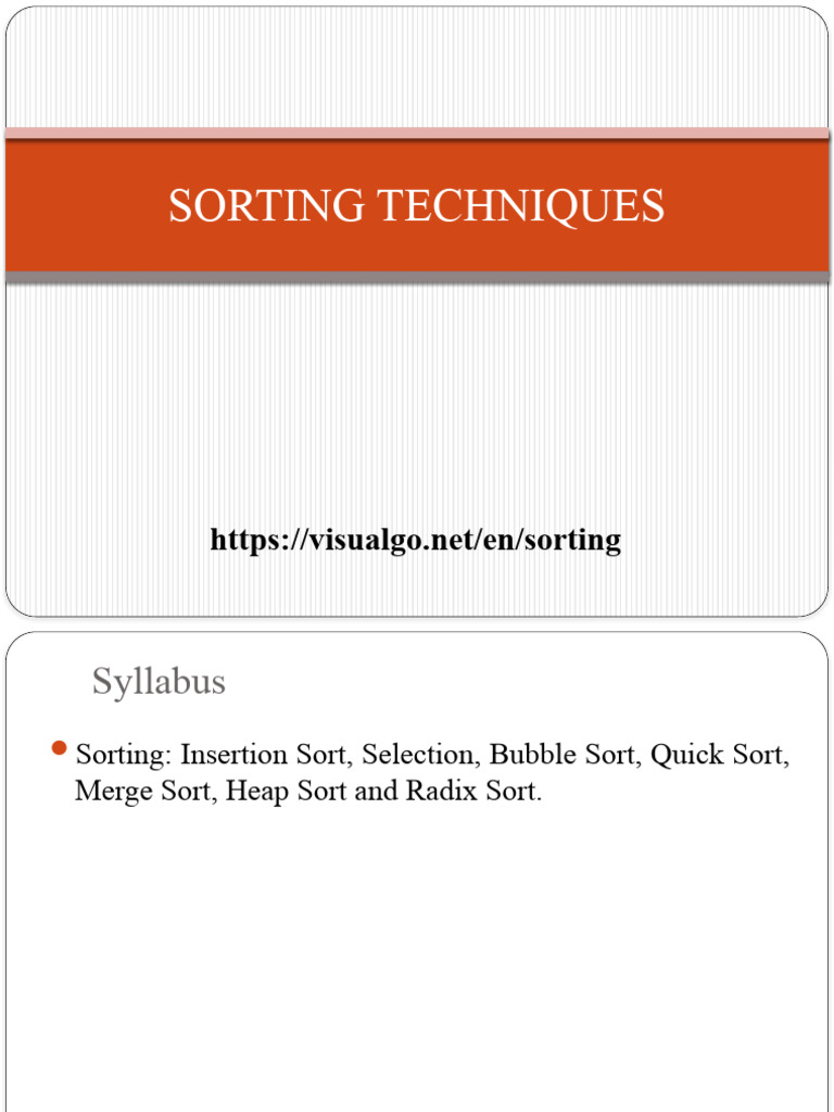 3.2 Sorting Techniques | PDF | Applied Mathematics | Theoretical Computer Science