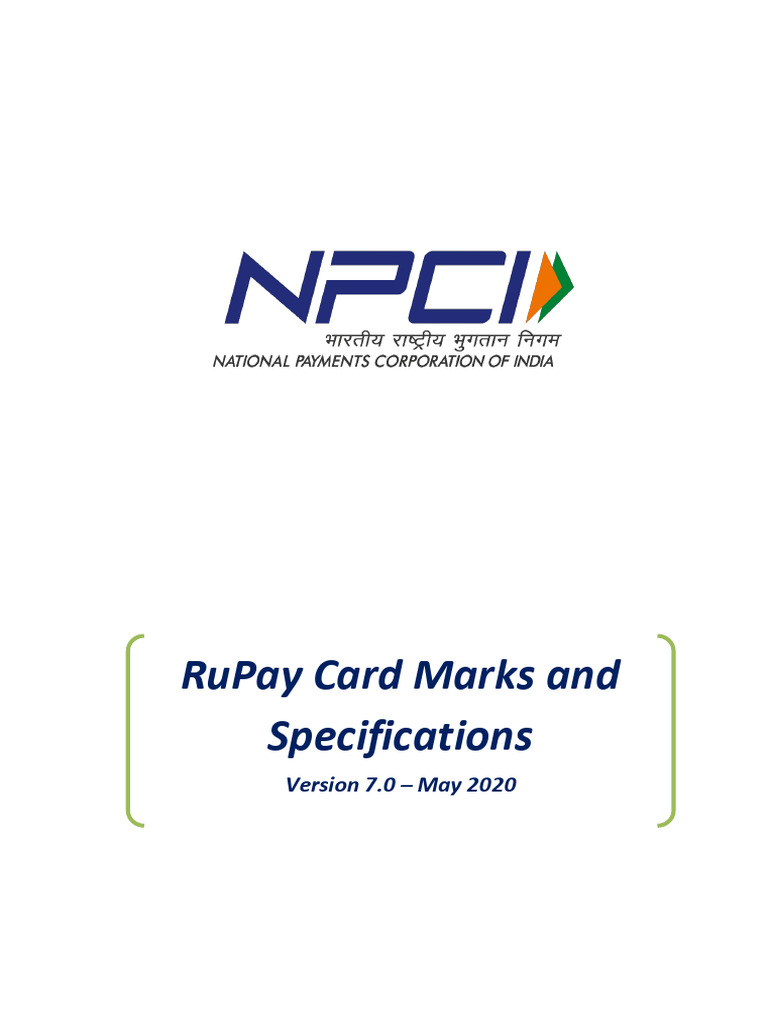 RuPay Card Marks and Specifications | PDF | Debit Card | Smart Card