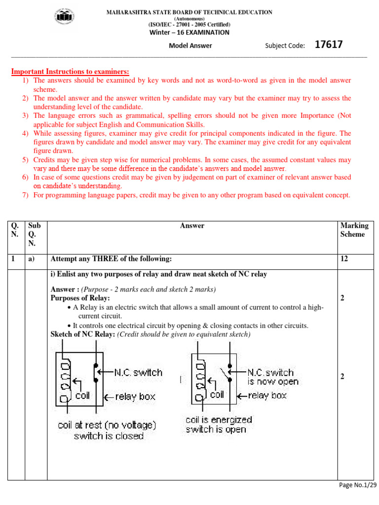 2016 Winter Model Answer Paper | PDF | Fuse (Electrical) | Internal Combustion Engine