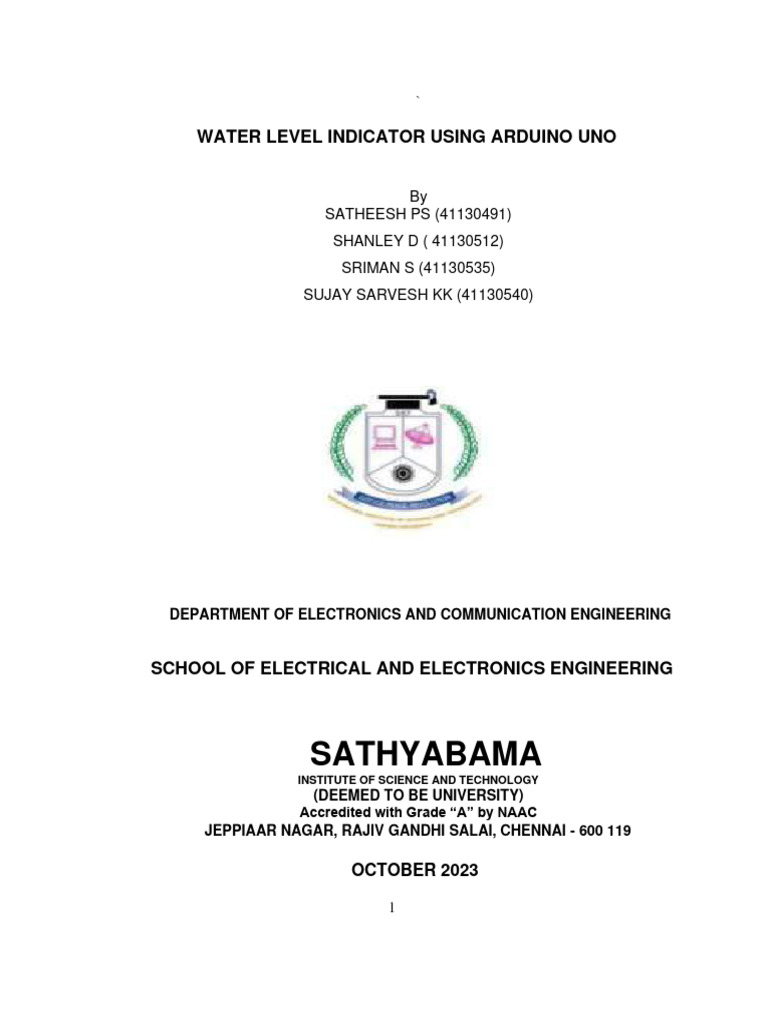 Water Level Indicator Using Arduino Uno | PDF | Computer Engineering | Electricity