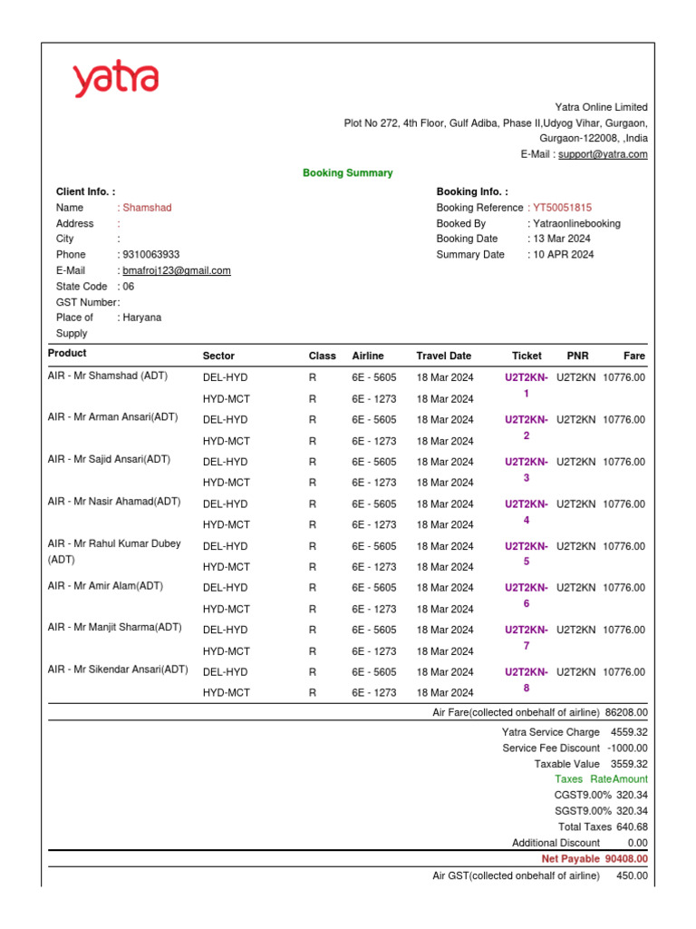 Booking Summary 1303240042564 | PDF | Taxation | Government Finances