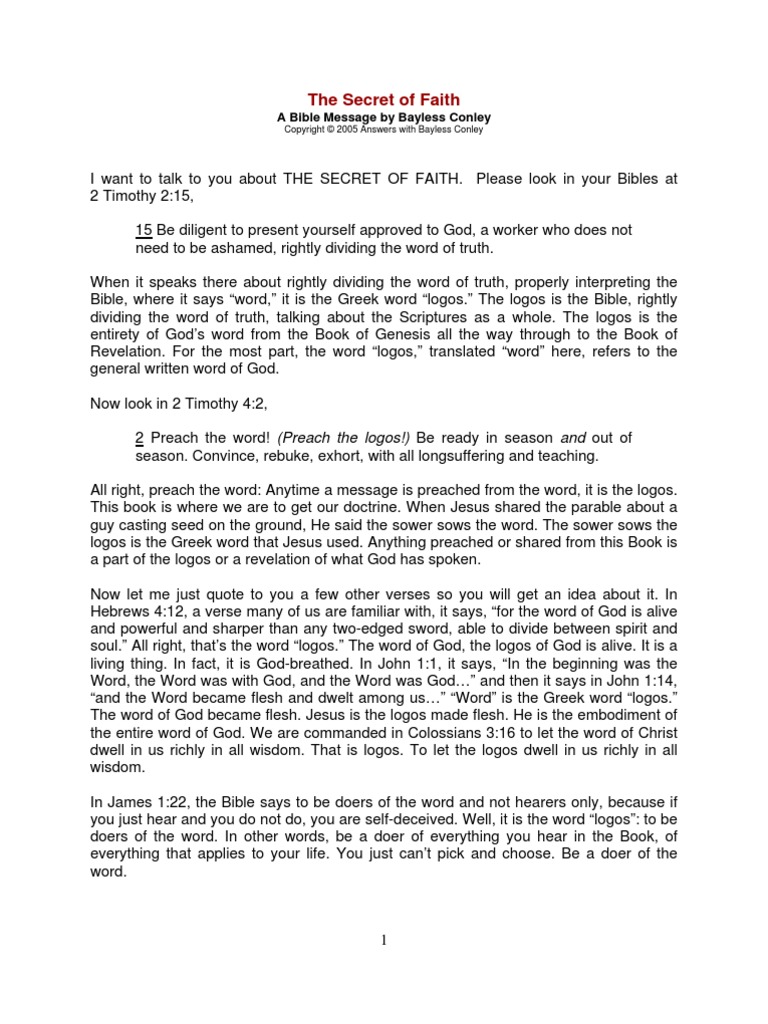 The Secret of Faith | PDF | Logos (Christianity) | Satan