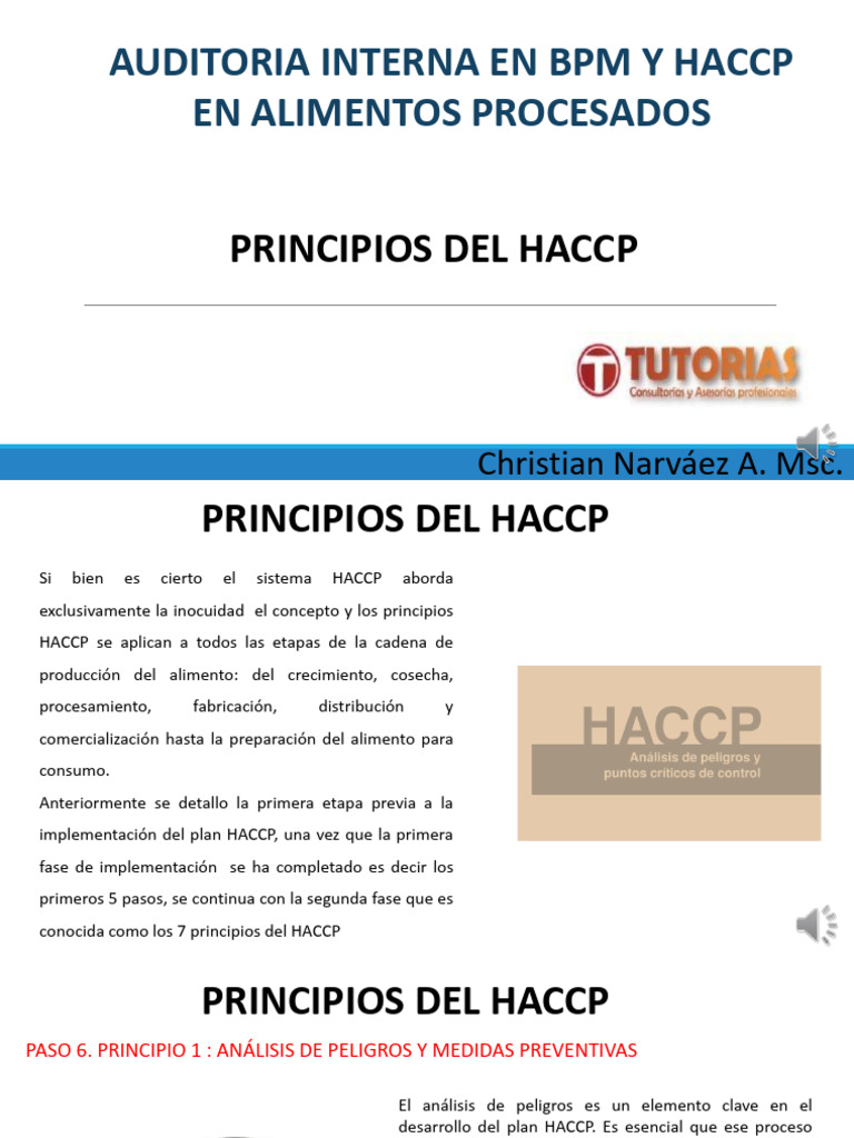 Principios Del HACCP | PDF | Análisis de Riesgo y Puntos Críticos de Control