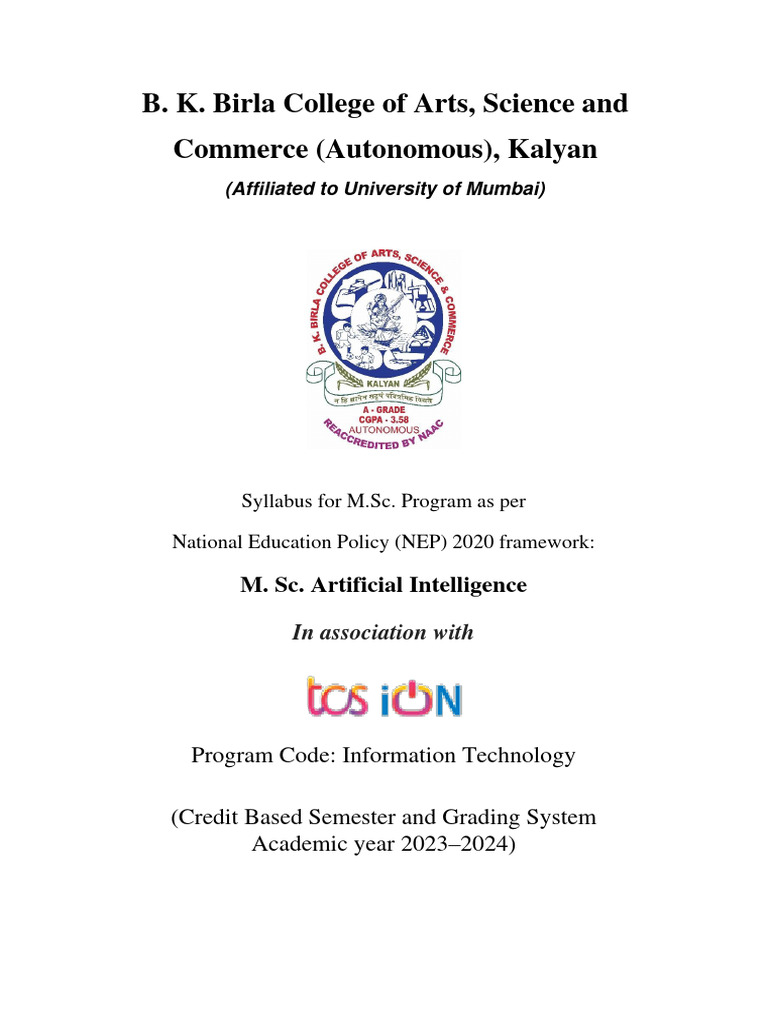MSc AI Syllabus NEP 2020 Overview | PDF | Artificial Intelligence ...