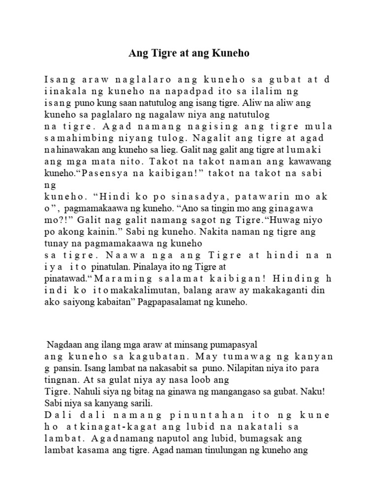 Ang Tigre at Ang Kuneho | PDF