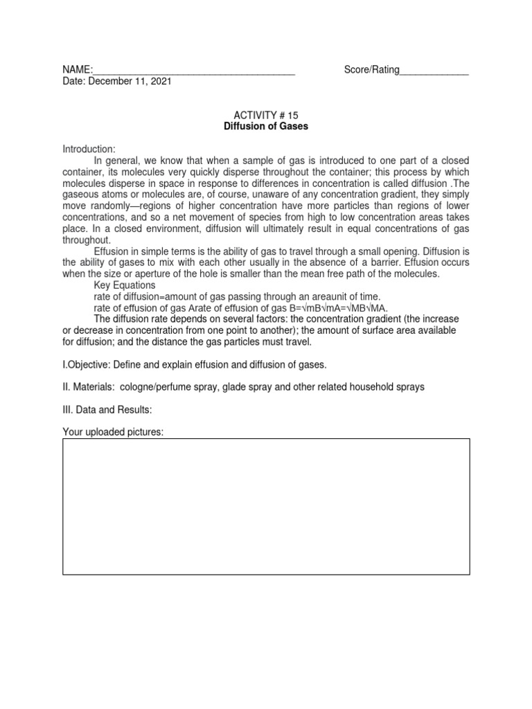 Understanding Gas Diffusion and Effusion | PDF