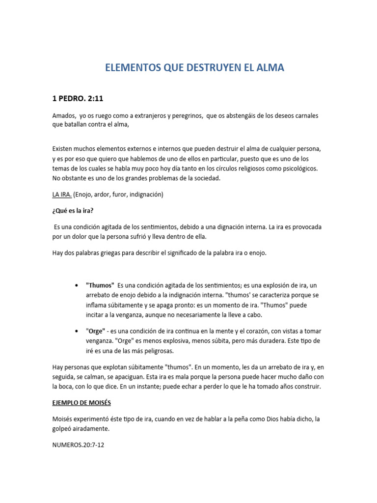 ELEMENTOS QUE DESTRUYEN EL ALMA La Ira | PDF | Moisés | Ira