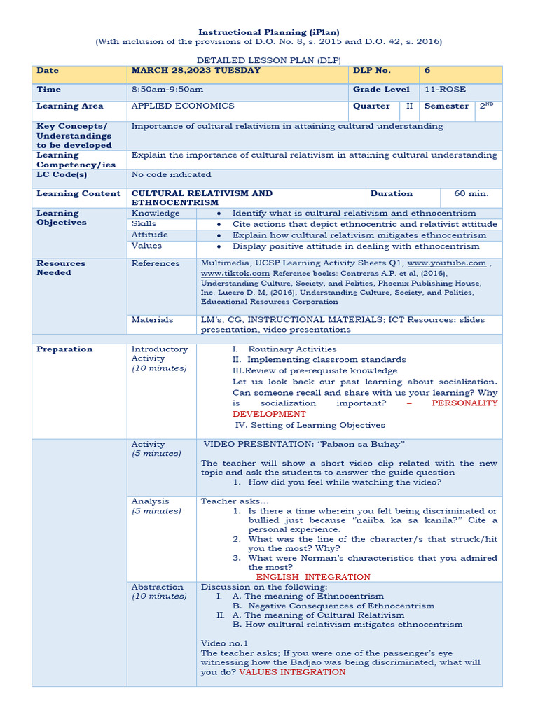 iplan in UCSP 2023 2 | PDF | Relativism | Learning