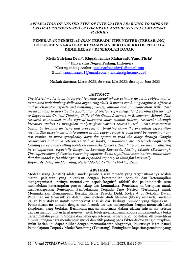 Kelebihan Dan Kekurangan Model Nested | Download Free PDF | Critical Thinking | Learning