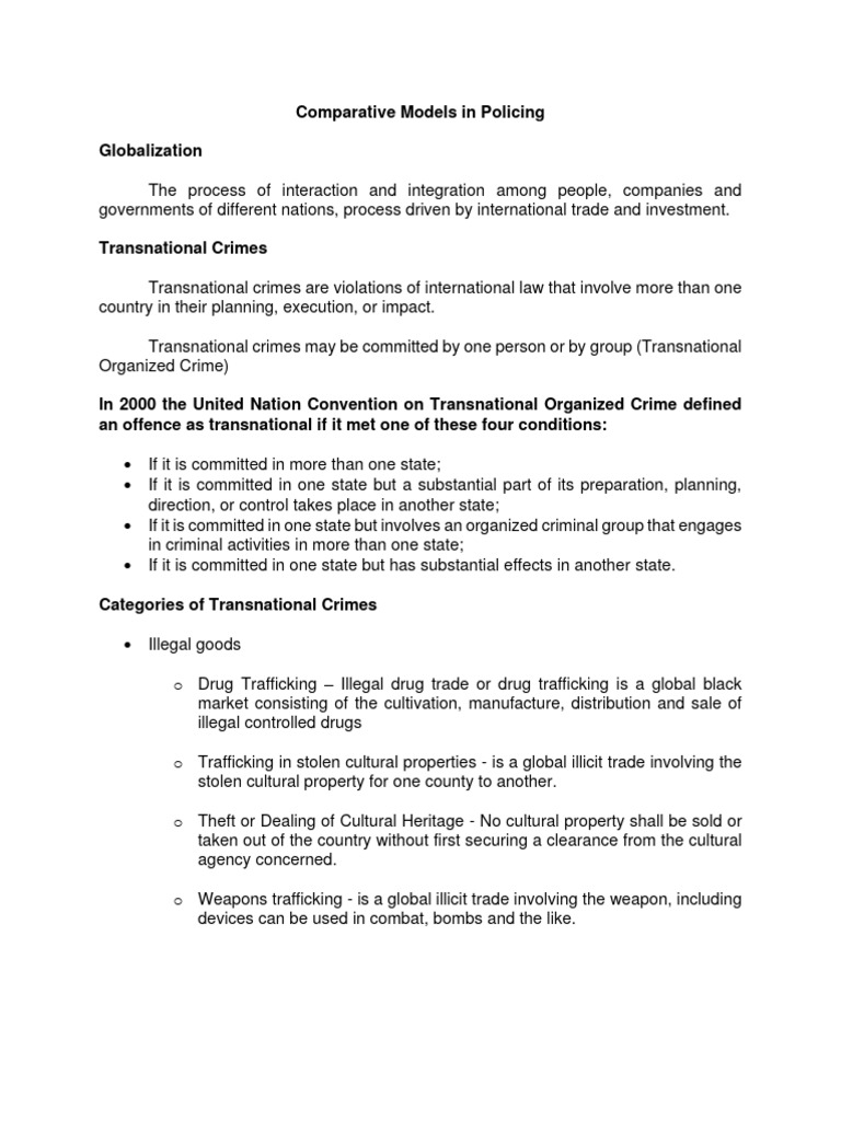 Topic 2 Comparative models in policing | PDF | Organized Crime ...