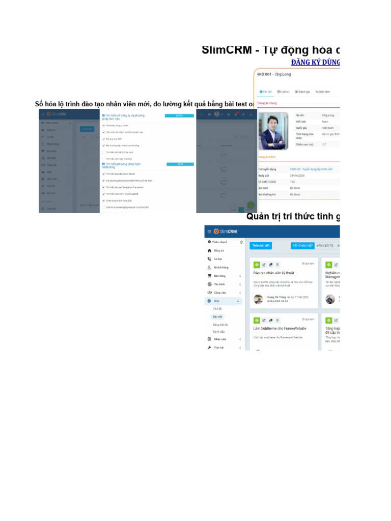 (SlimCRM) Lộ trình đào tạo thực tập sinh Marketing | PDF