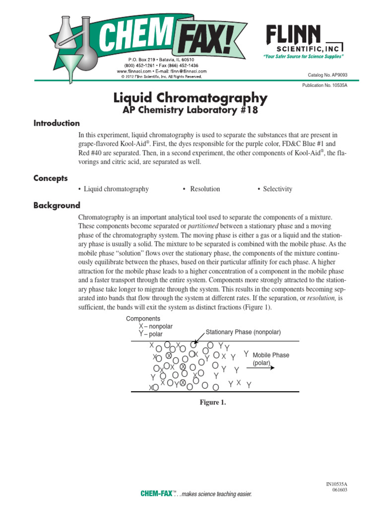 Chrom Lab Instructions Pdf Chromatography Elution
