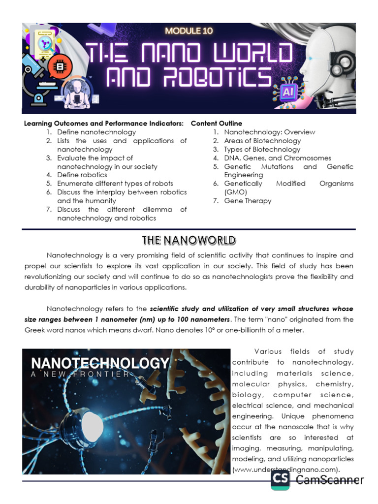 MODULE 10 The Nano World and Robotics | PDF | Nanotechnology
