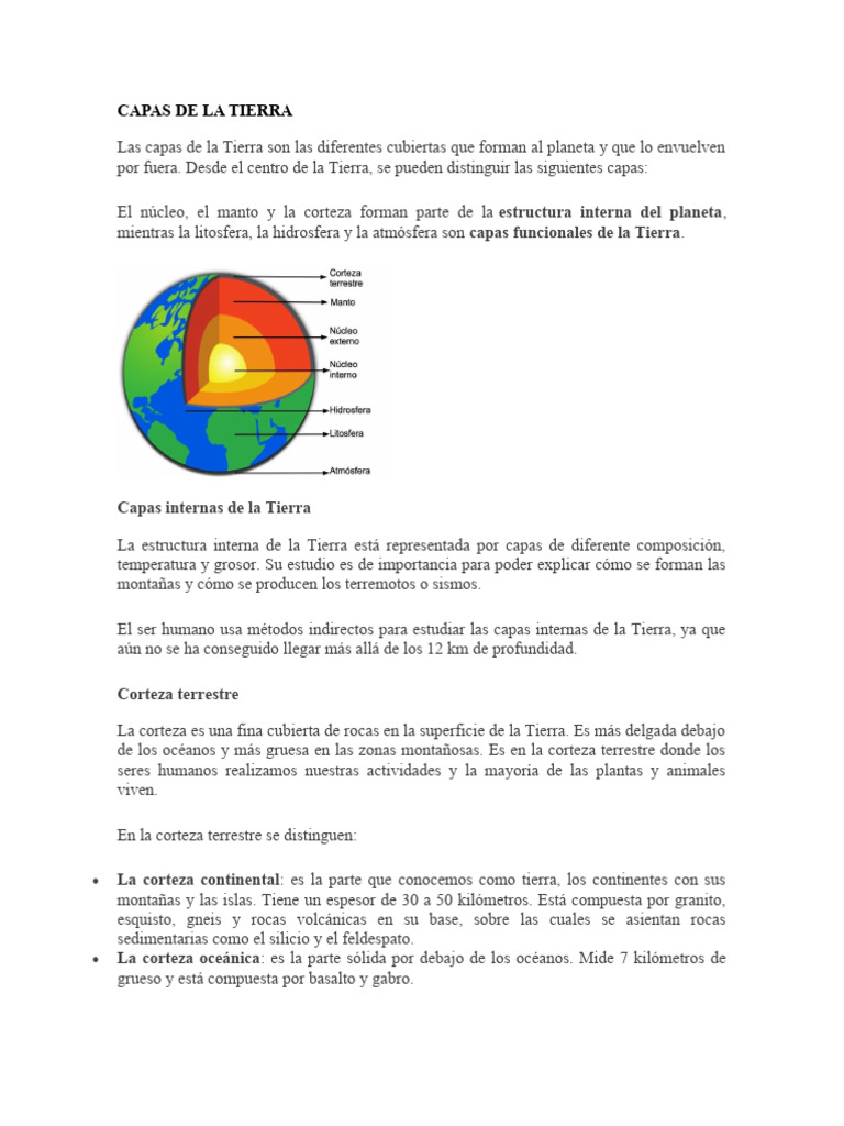 Estructura y Capas de la Tierra | PDF | Tierra | Atmósfera