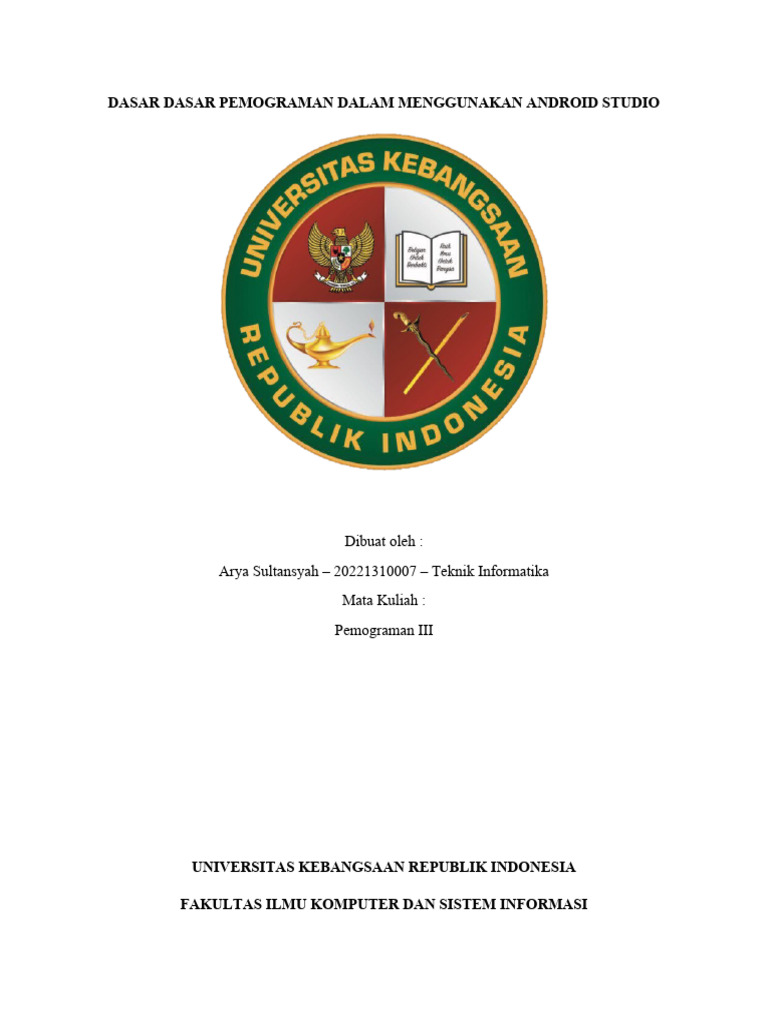 Dasar Dasar Pemograman Dalam Menggunakan Android Studio | PDF | Komputer | Teknologi & Rekayasa