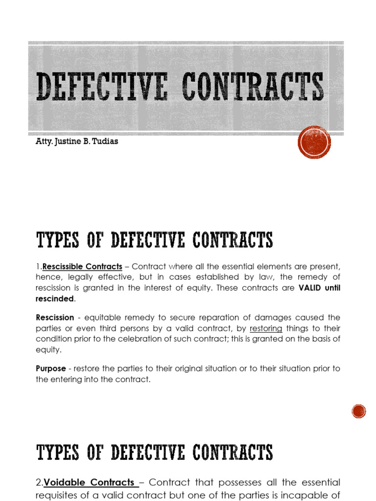 Defective Contracts | PDF | Guarantee | Legal Remedy