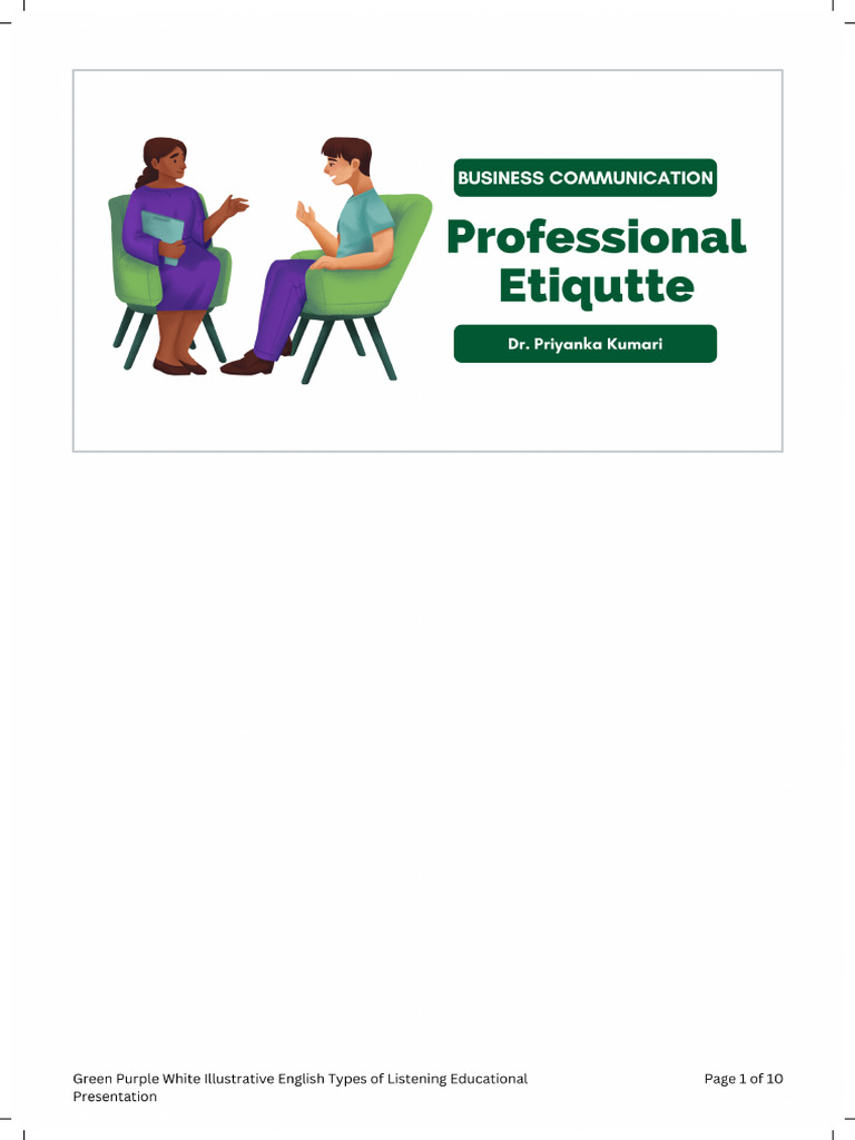 Professional Etiquette Presentation Pdf