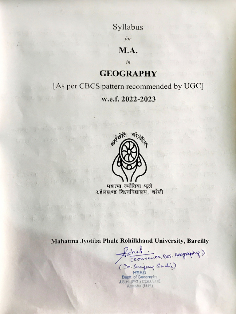 M.A. Geography Syllabus 2022-23 | PDF | Geographic Information System ...