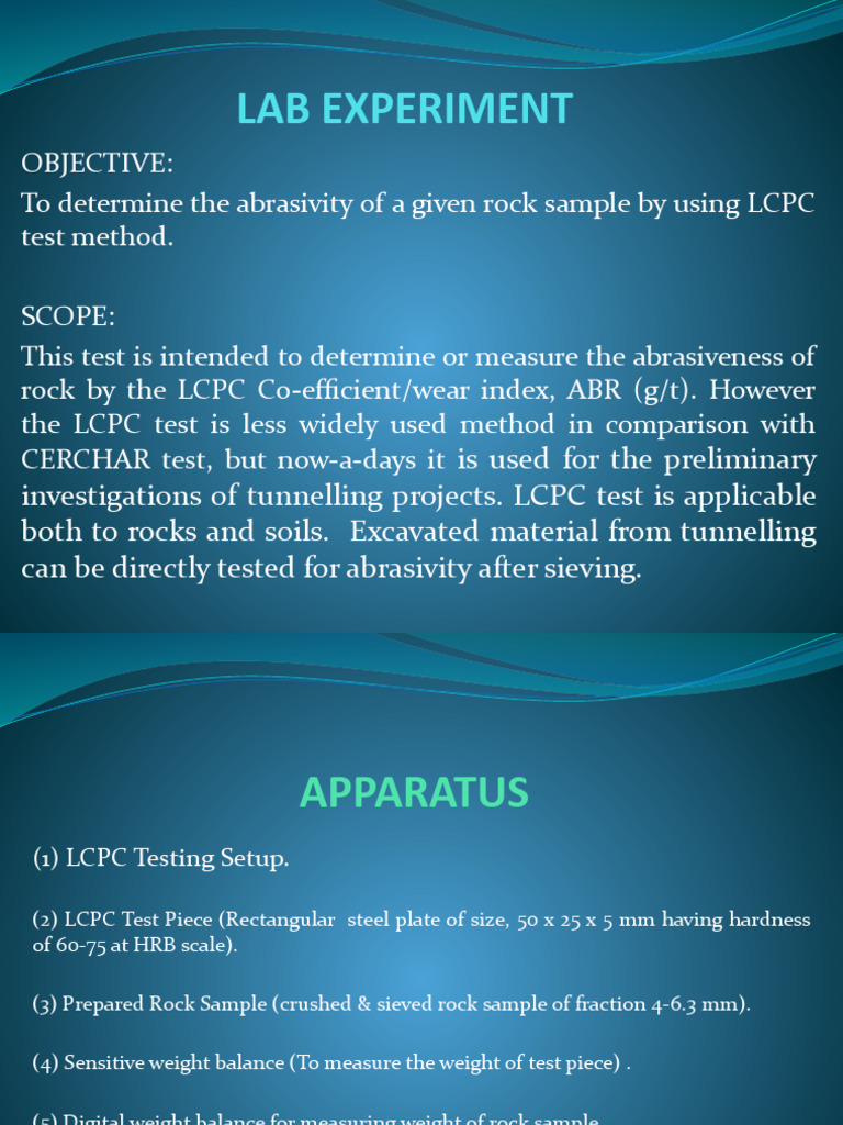 Lab Experiment Slides On LCPC Test | PDF | Metrology