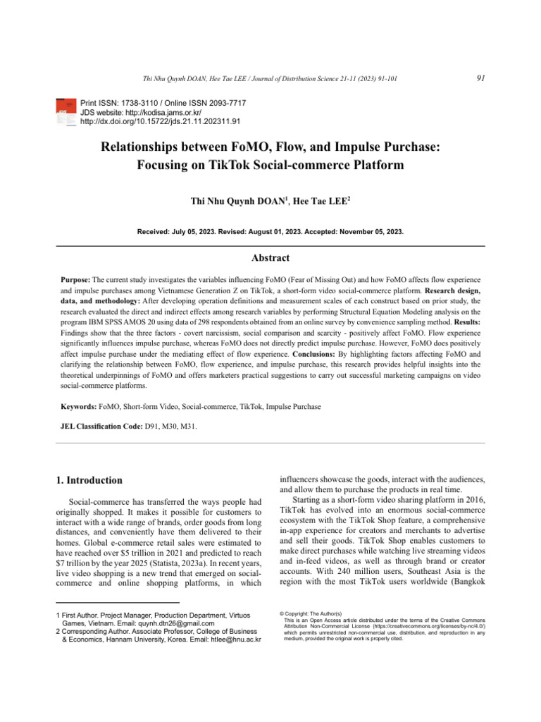 Relationships Between FoMO, Flow, and Impulse Purchase - Focusing On ...
