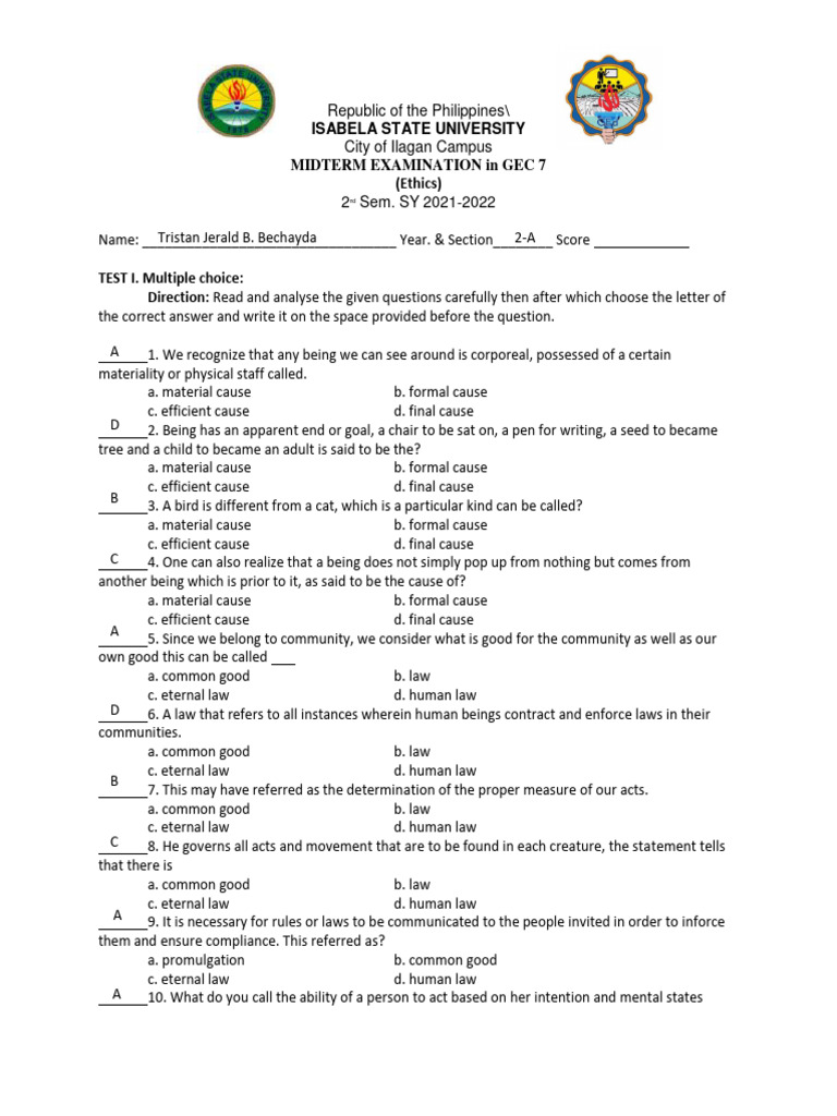 Bechayda, Tristan Jerald B. Midterm Bsa 2a | PDF | Theory | Rationality