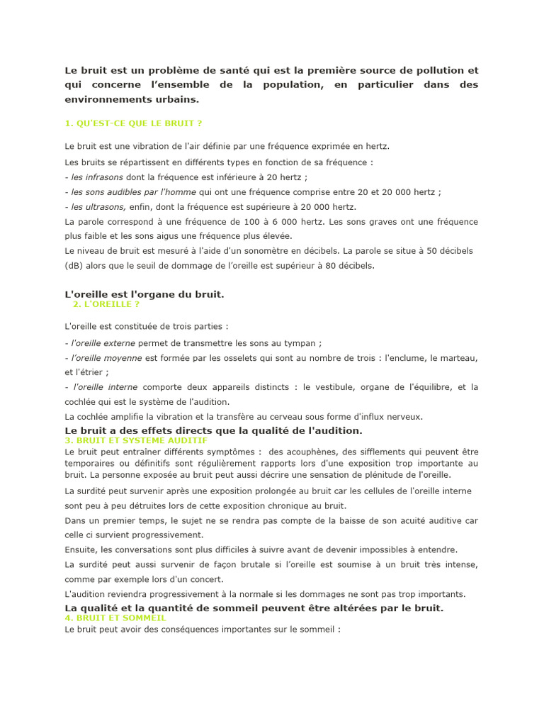 Le Bruit Peut Nuire Gravement À La Santé | PDF | Bruit | Sommeil