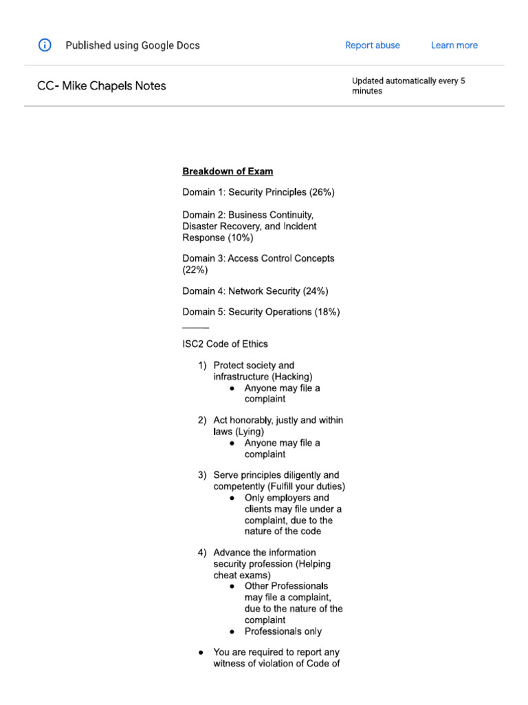 CC Mike Chapel Notes | PDF