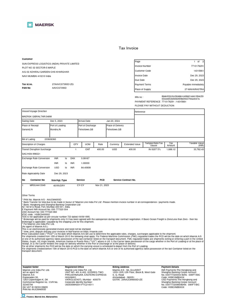 Tax Invoice: Customer | PDF | Cargo | Invoice