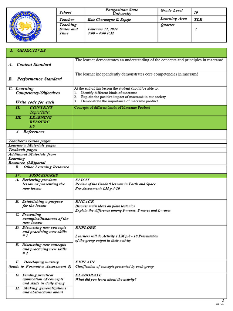 7E Lesson Plan 1 | Download Free PDF | Learning | Cognitive Science
