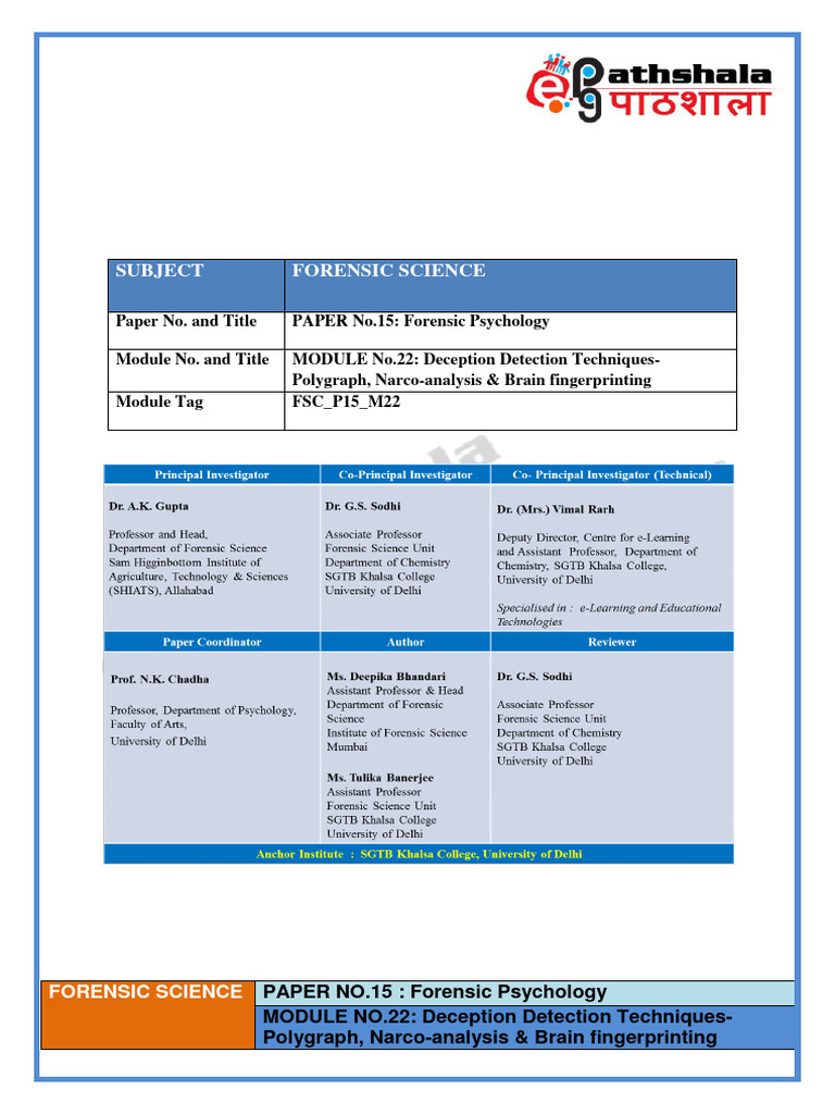1516271769FSC P15 M22 E-Text | PDF | Polygraph | Forensic Science