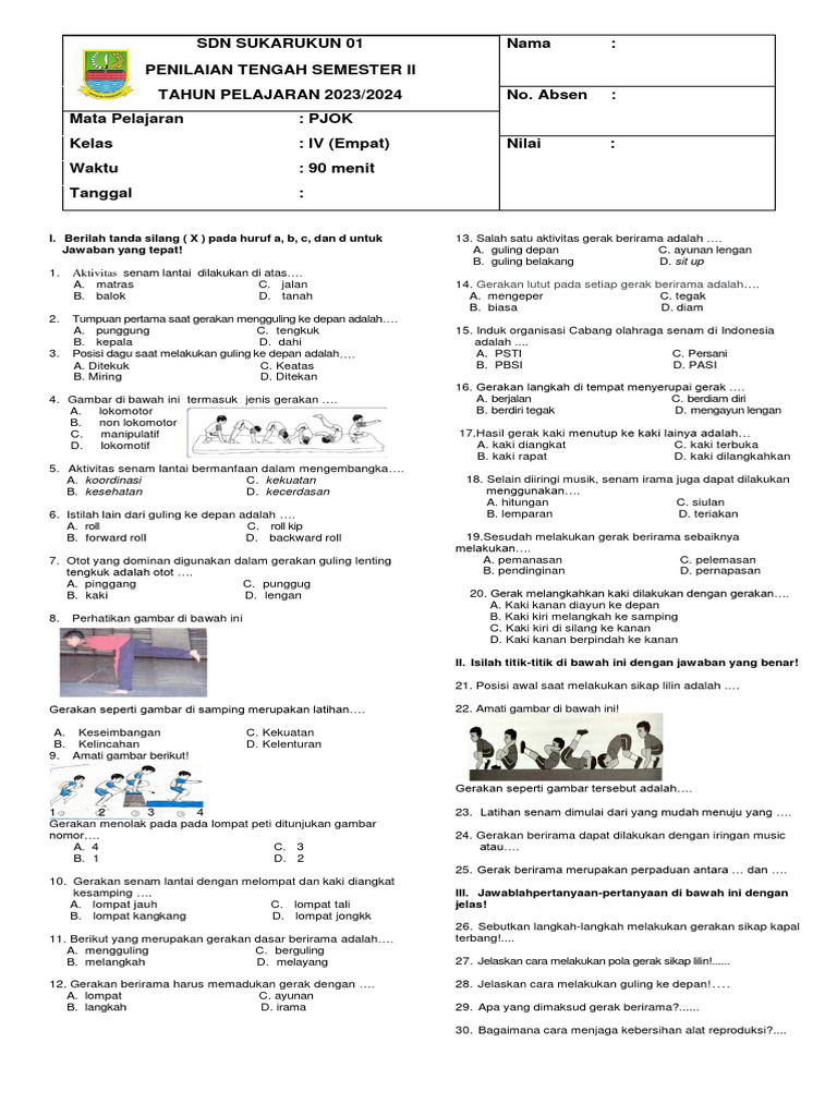 SOAL PTS PJOK KELAS IV Semester 2 | PDF