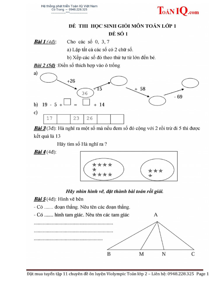 20 de Luyen Thi HSG Mon Toan Lop 1 | PDF