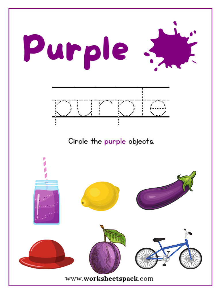 Purple Color Sheet Printable Free PDF Color Purple Worksheet For ...