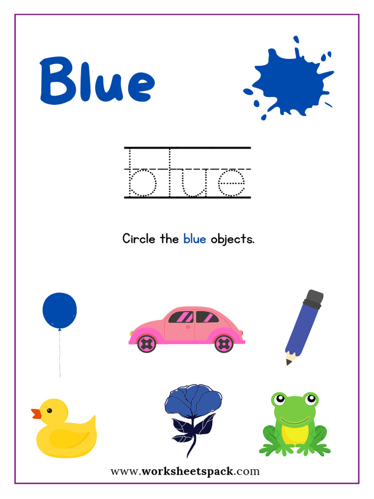 Blue Color Sheet Printable Free PDF Color Blue Worksheet For Preschool ...