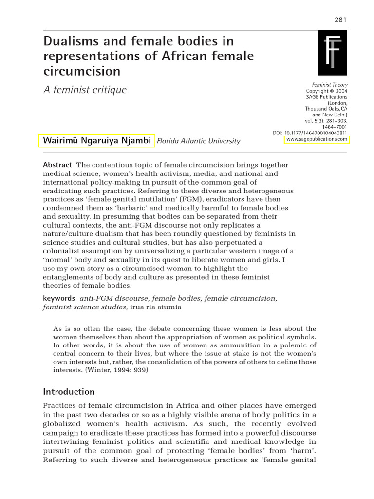 Dualisms and Female Bodies in Representations of African Female ...