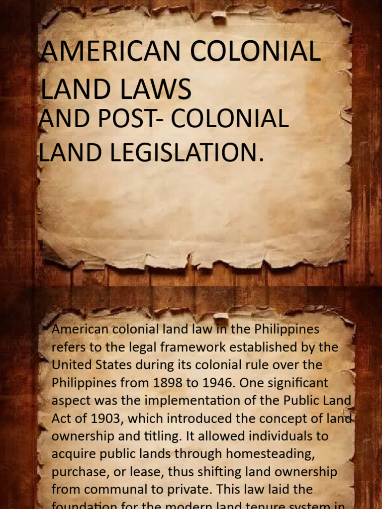 American Colonial Land Laws in the Philippines | PDF | Economies