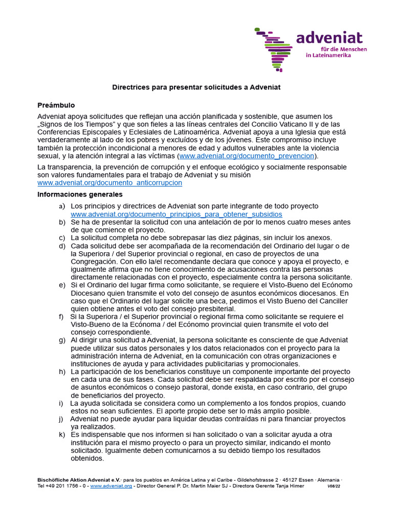 Directrices_solicitud_span | PDF | Iglesia Católica