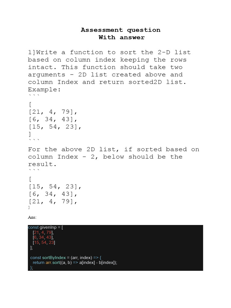 Assessment Question | PDF | Algorithms | Applied Mathematics