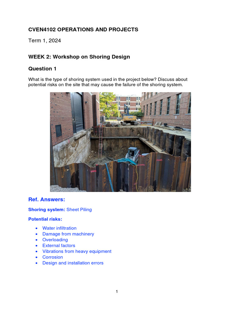 Workshop 2 - Shoring Questions (Solutions) | PDF | Building Engineering ... Workshop 2 - Shoring Questions (Solutions) | PDF | Building Engineering ...