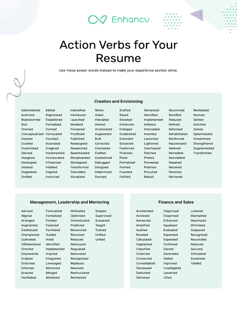 Action Verbs | PDF
