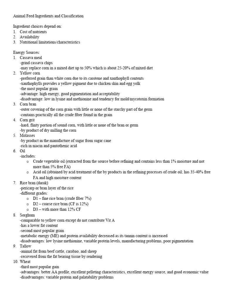 Animal Feed Ingredients Overview | PDF | Cereals