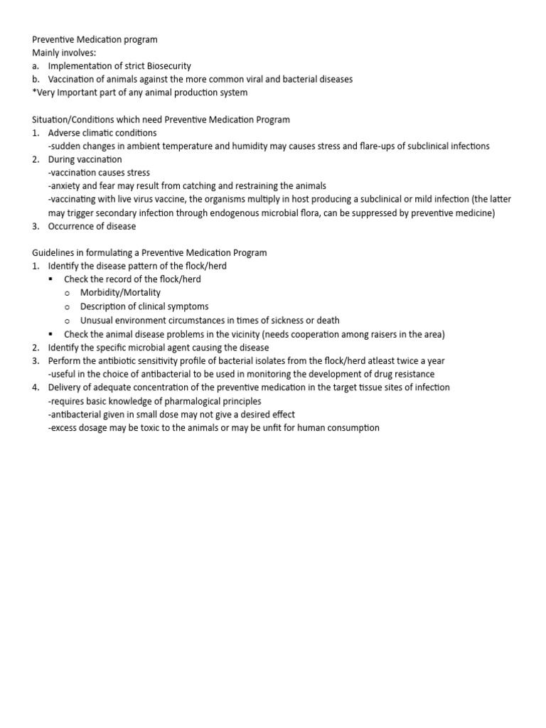 Preventive Medication Program for Animals | PDF