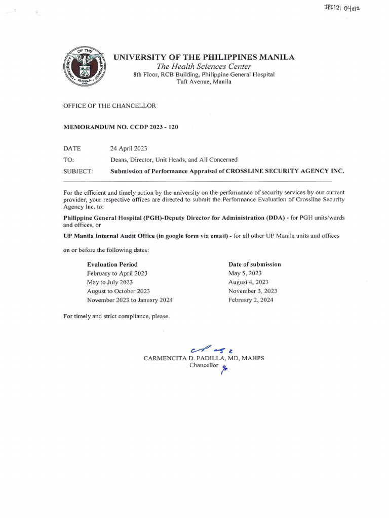 Memorandum No. CCDP 2023-120 | PDF